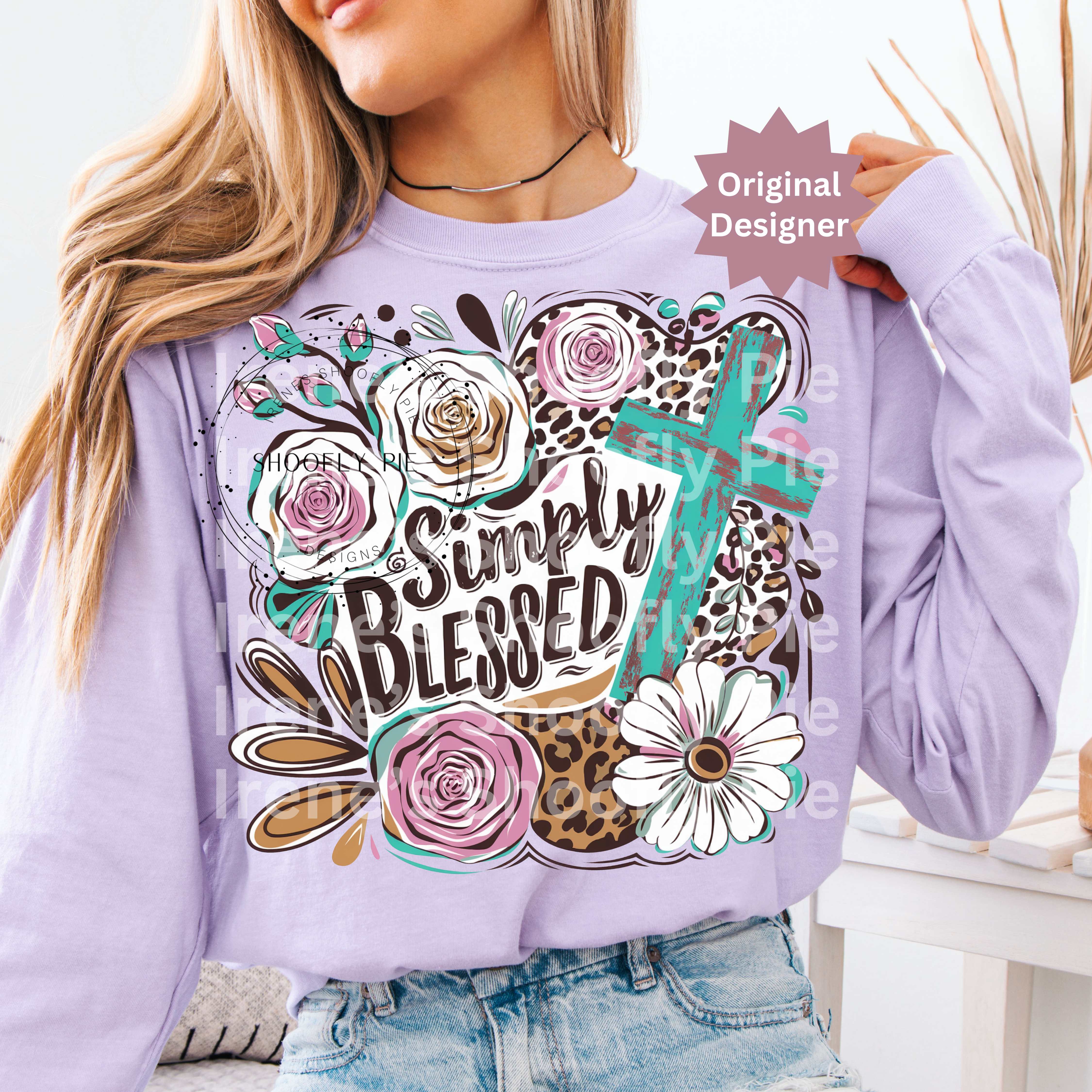 Simply Blessed Christian Bible Verse PNG – Irene's Shoofly Pie Designs